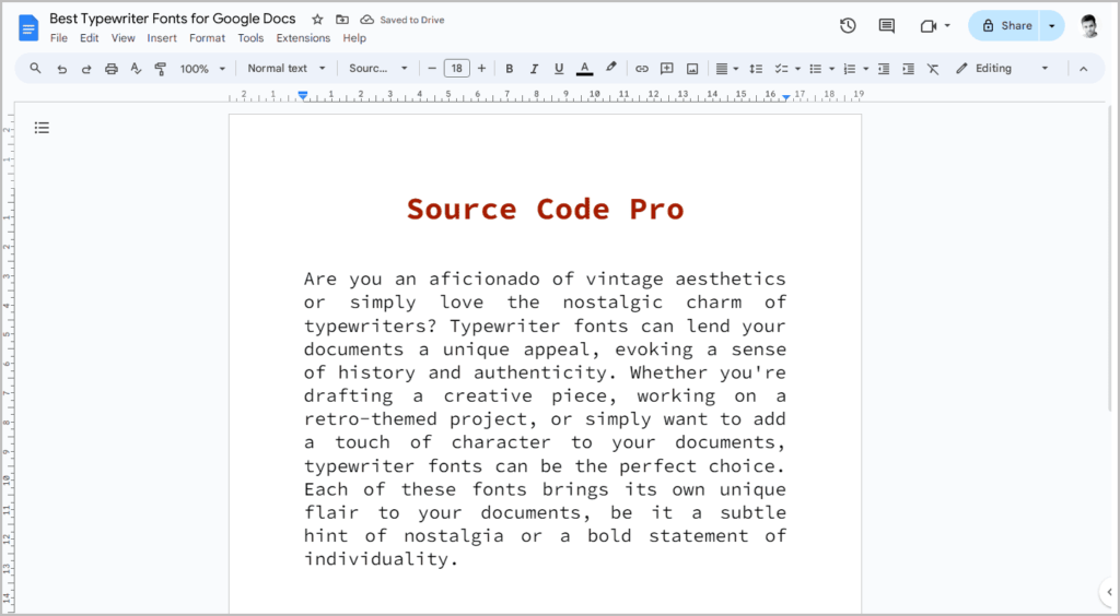 23 Best Typewriter Fonts for Google Docs (With Screenshots)