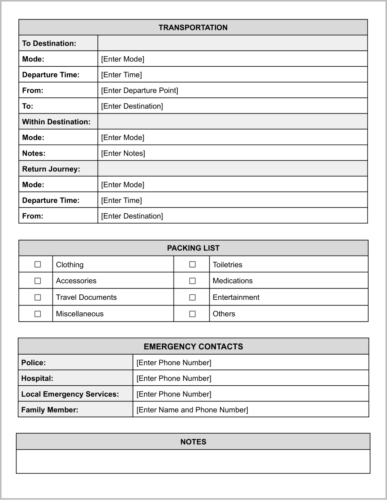 Free Weekend Itinerary Template for Google Docs