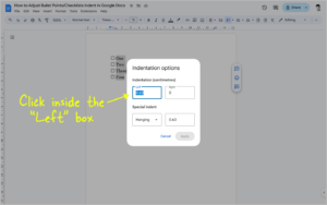 How to Adjust Bullet Points/Checklists Indent in Google Docs