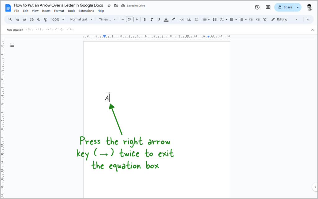 How to Put an Arrow Over a Letter in Google Docs (5 Easy Steps)