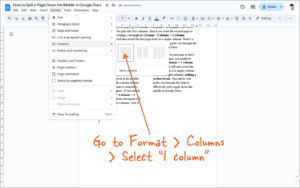 How to Split a Page Down the Middle in Google Docs