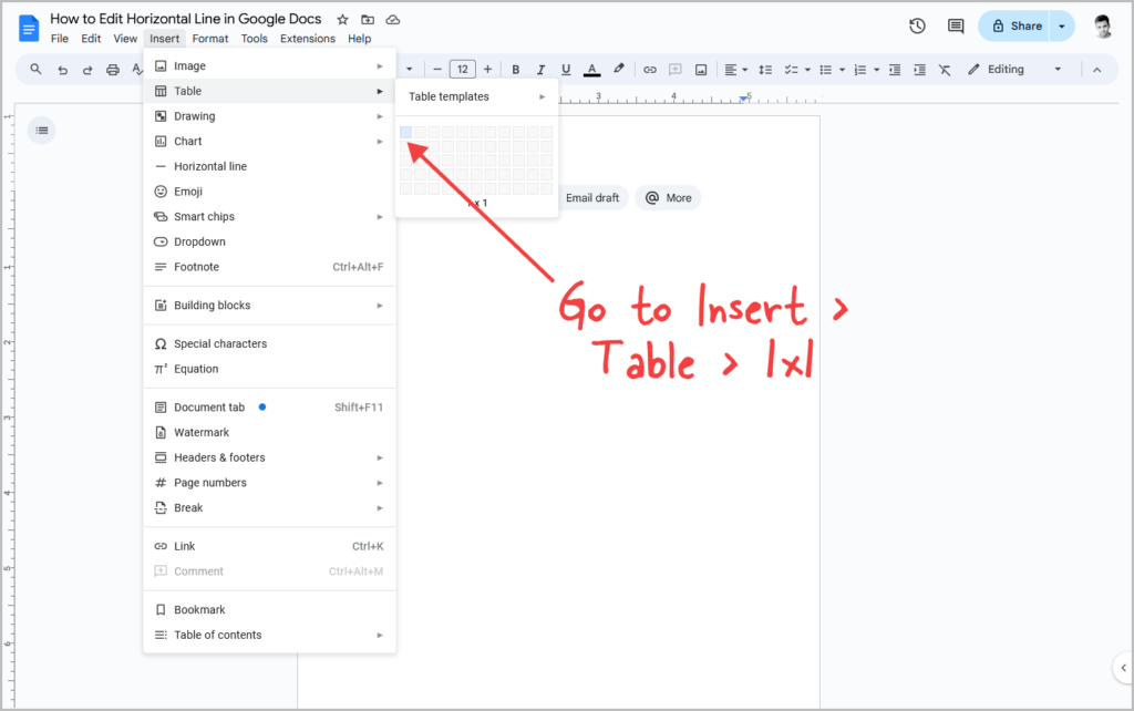 How to Edit Horizontal Line in Google Docs (Using Tables)