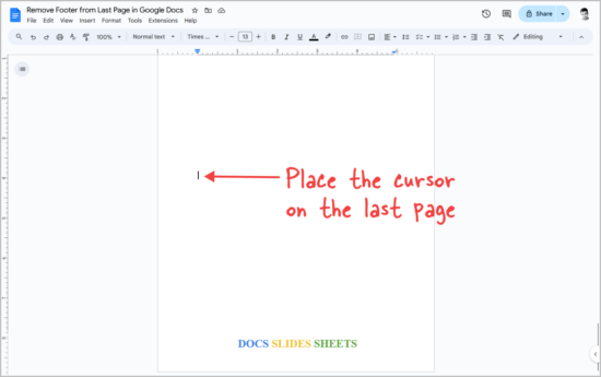 Remove Footer from Last Page in Google Docs (4 Easy Steps)