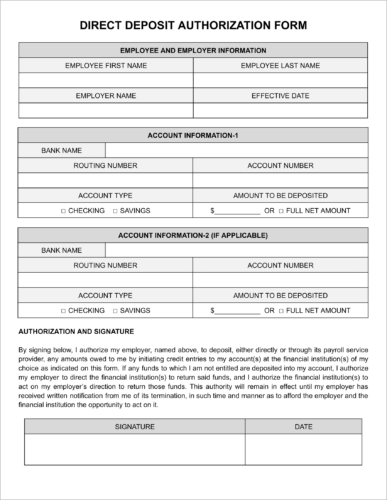 Free Editable Direct Deposit Authorization Forms