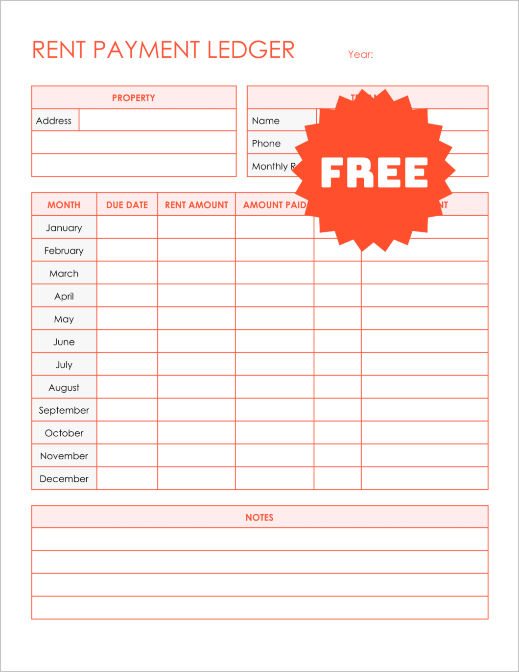 Free Printable Rental Ledger Templates for Google Docs