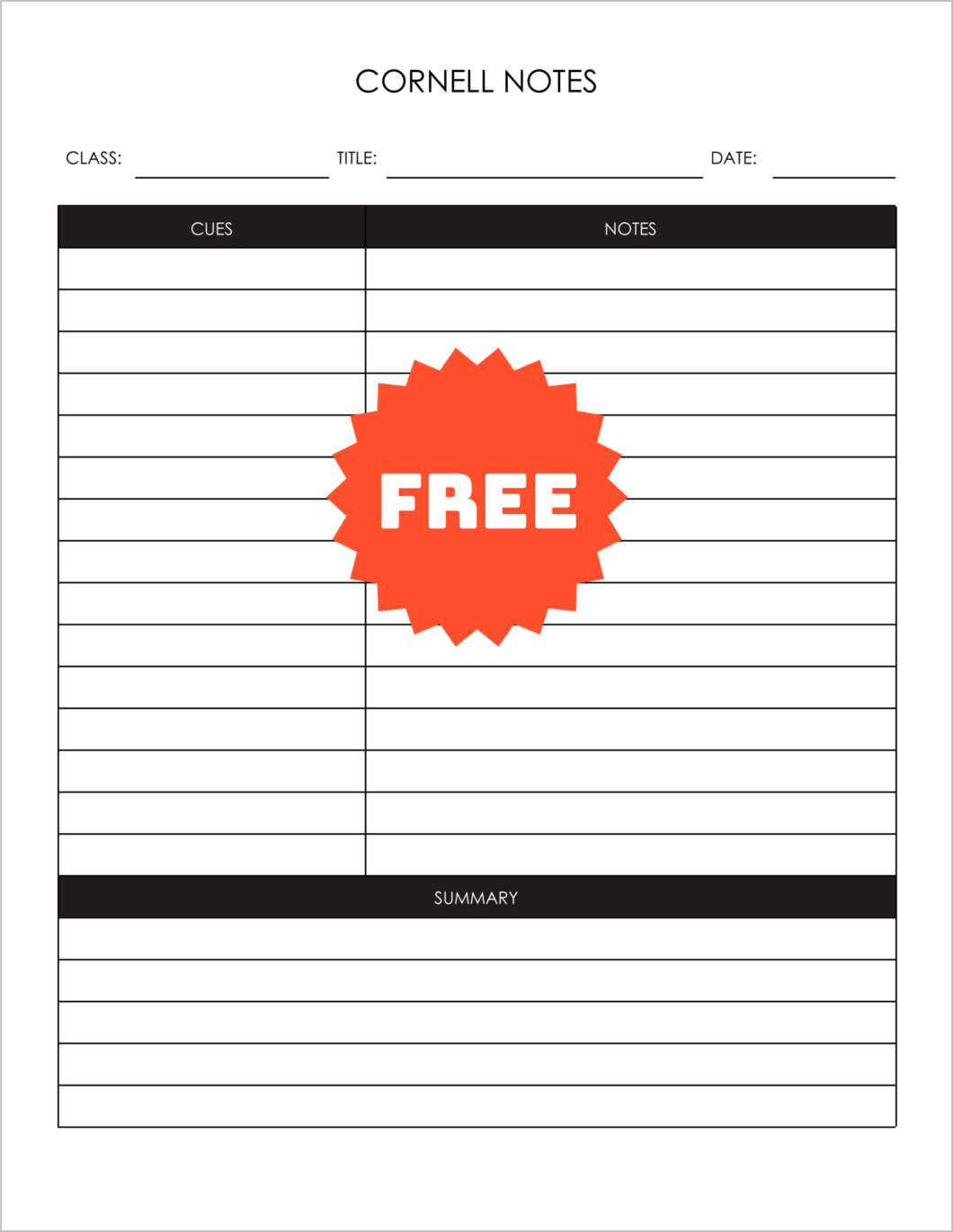 Free Cornell Notes Template (Google Docs)
