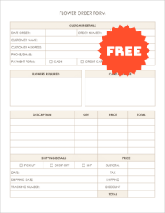 Free Editable Florist Order Form Template [Google Docs]