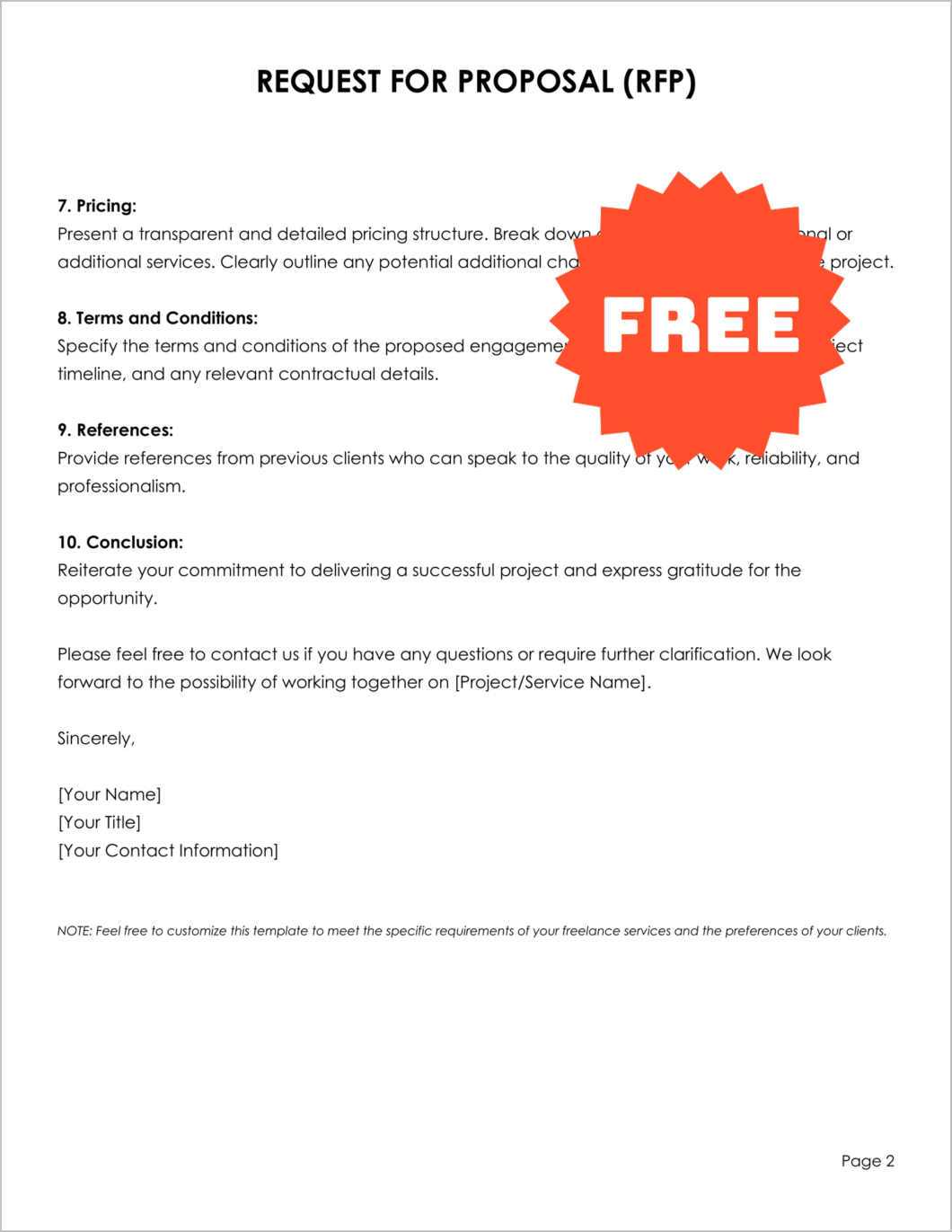 Free Editable Request for Proposal Template