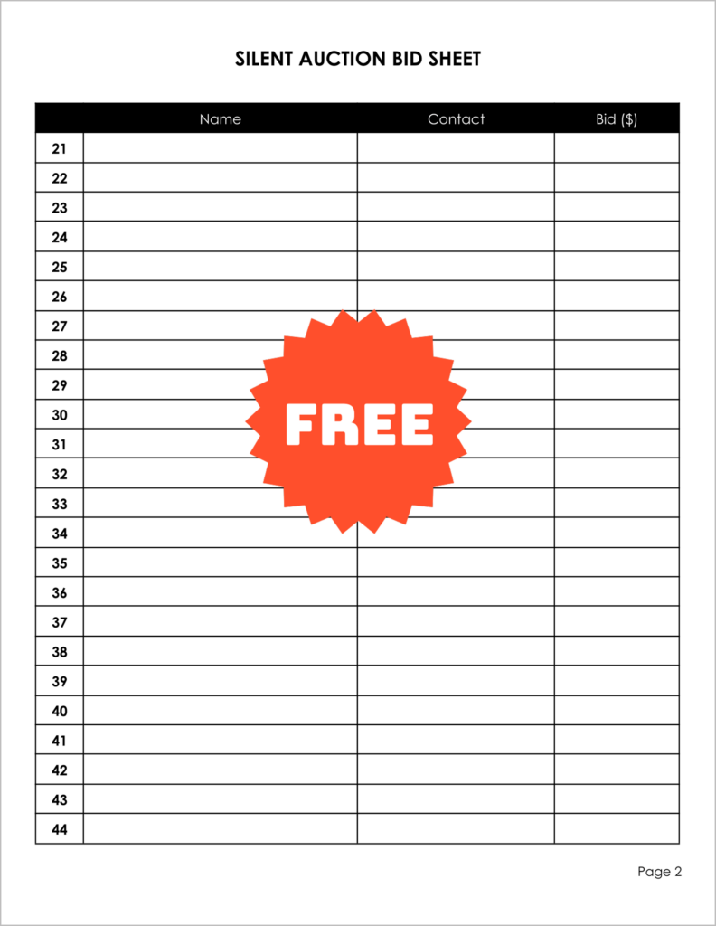 Free Editable Silent Auction Template (Google Docs)
