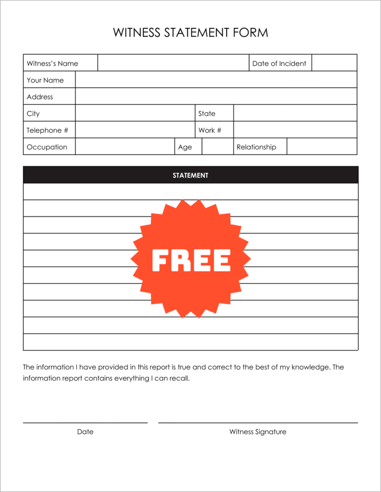 Free Editable Witness Statement Template (Google Docs)