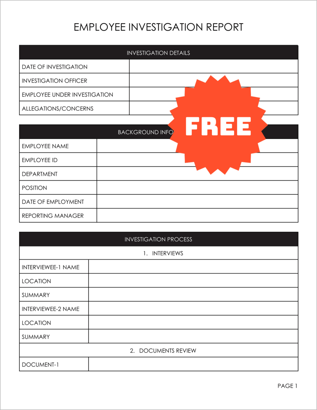 Free Employee Investigation Report Template (Google Docs)