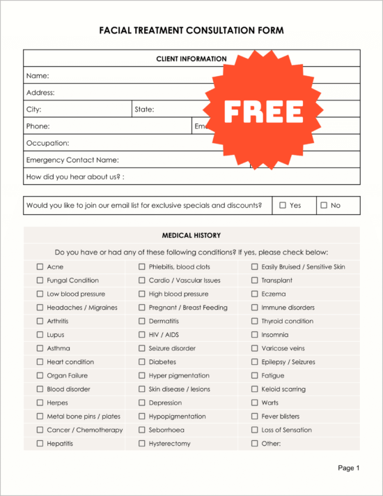 Printable & Editable Facial Consultation Form [Free Template]