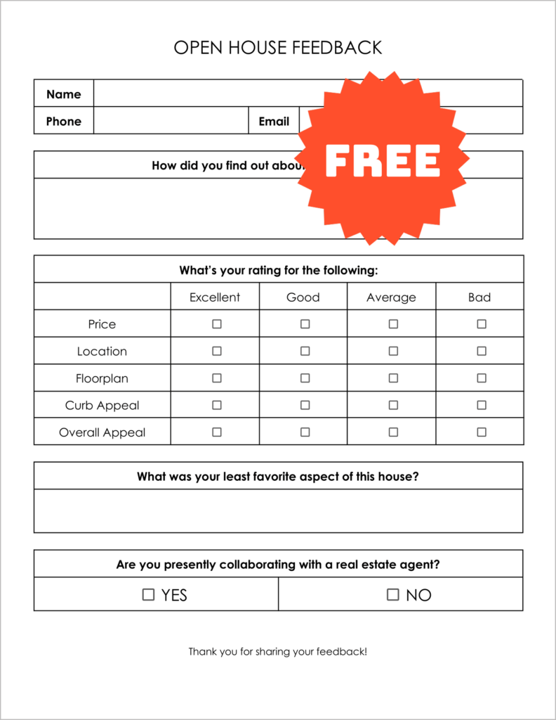 7 Broker Open House Feedback Forms (100% FREE)