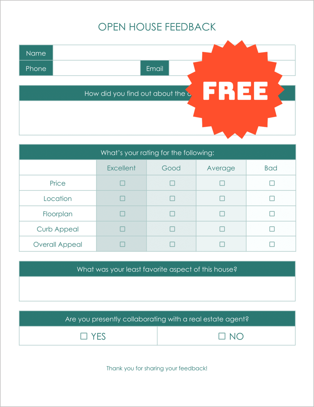 7 Broker Open House Feedback Forms (100% FREE)