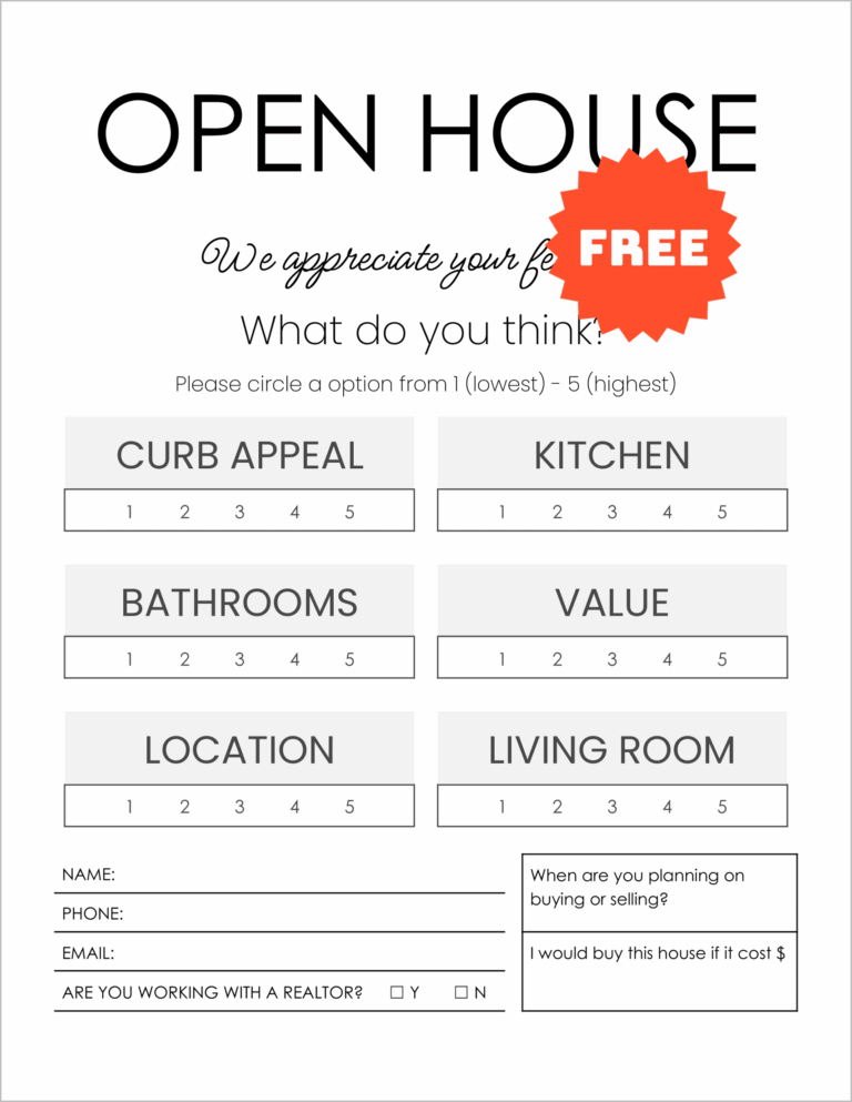 7 Broker Open House Feedback Forms (100% FREE)