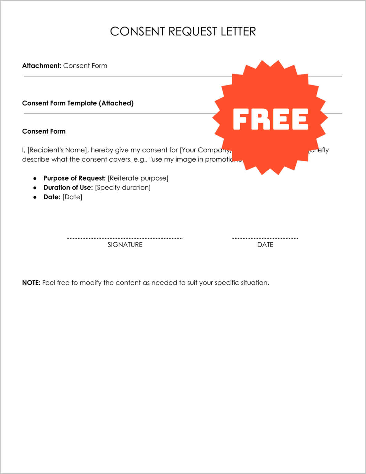 Free Editable Consent Request Letter Template