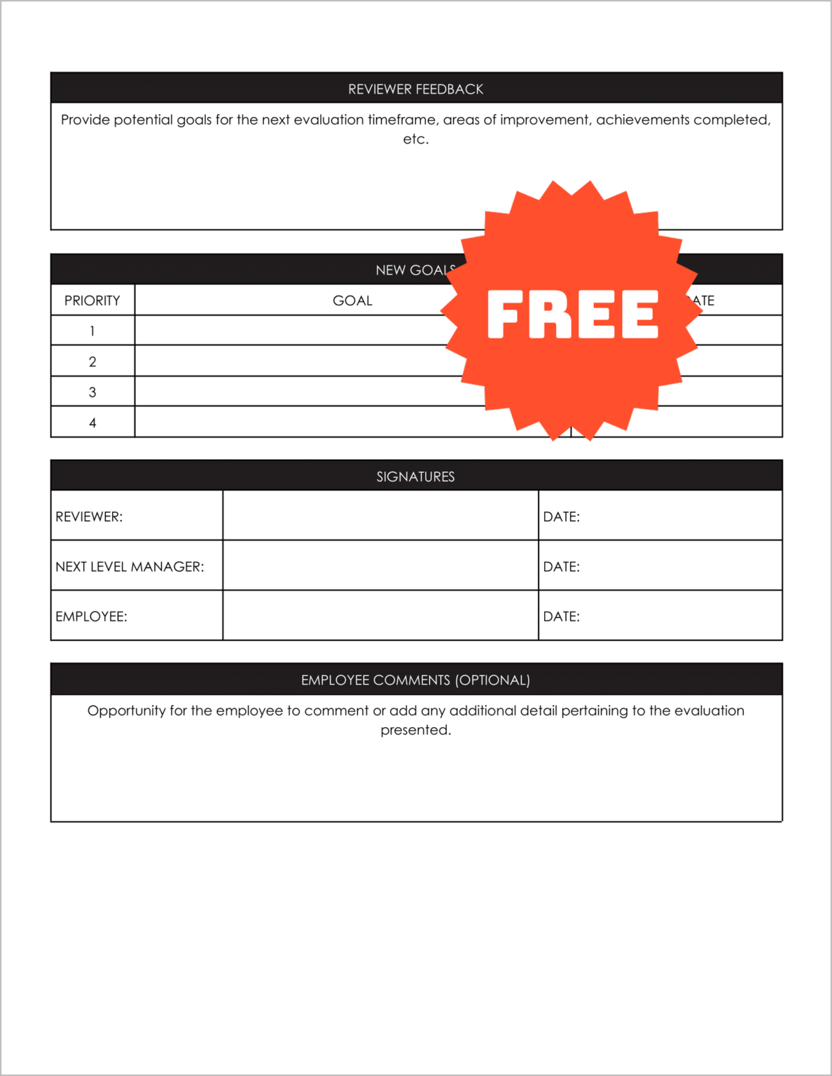 Free Editable Employee Evaluation Template