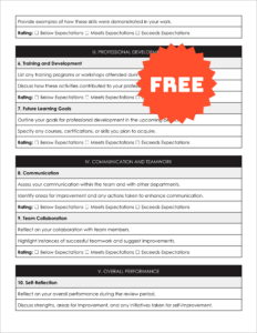 Free Editable Employee Self-Assessment Form Template