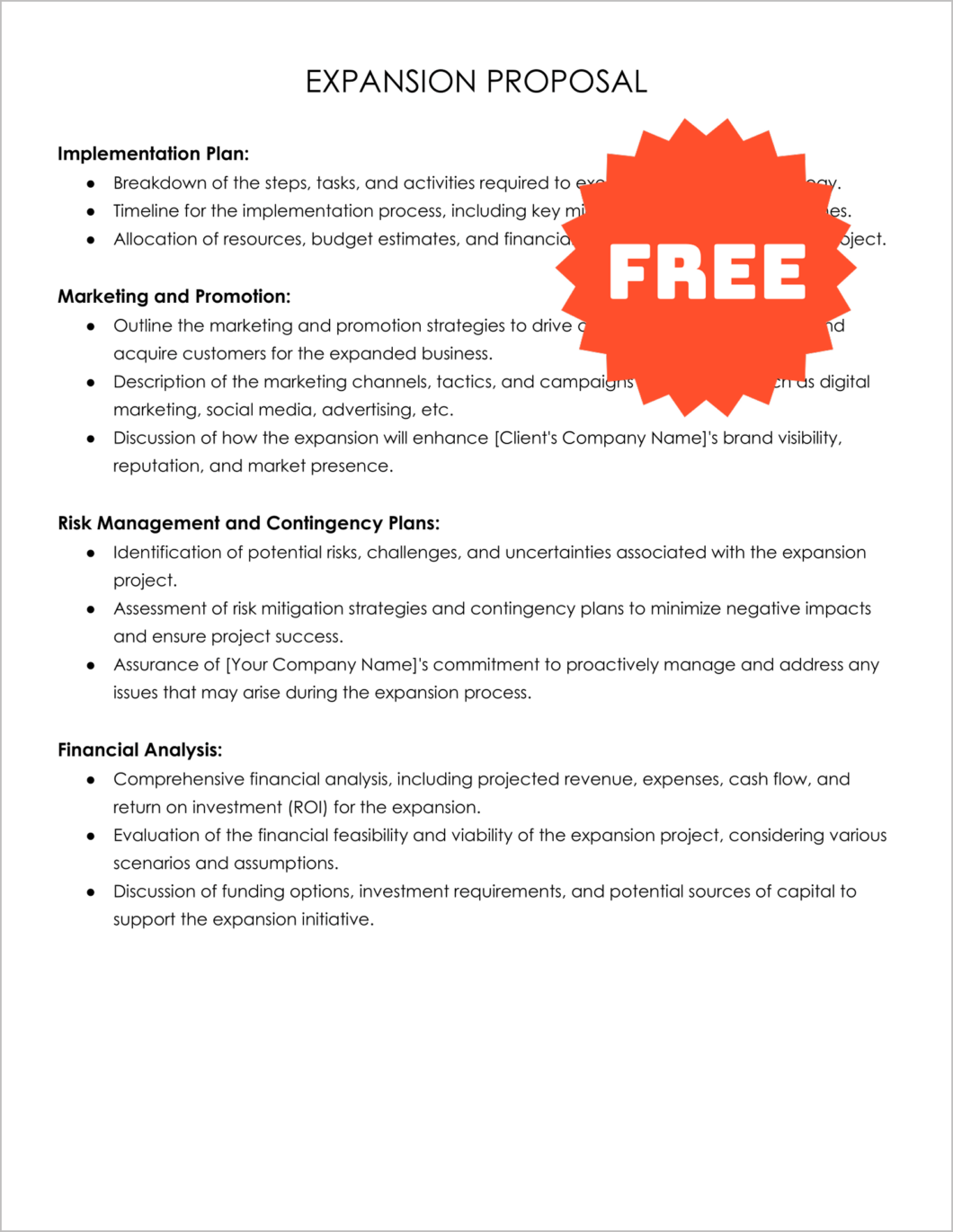 Free Editable Expansion Proposal Template
