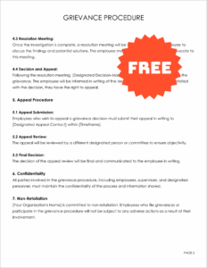 Free Editable Grievance Procedure Template