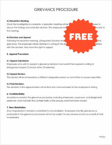 Free Editable Grievance Procedure Template