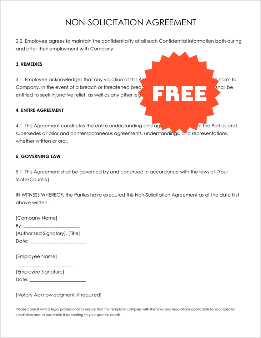 Free Editable Non-Solicitation Agreement Template