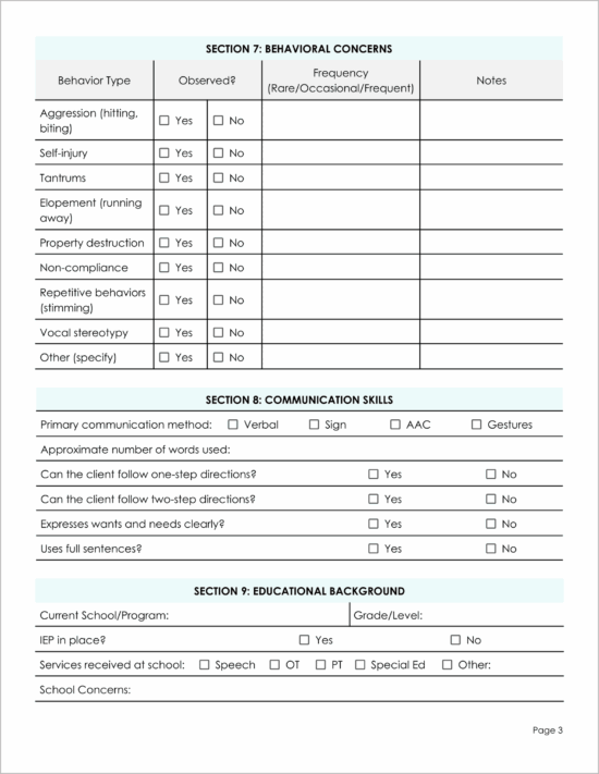 11 Must have Free ABA Intake Forms (No Sign-up Required)