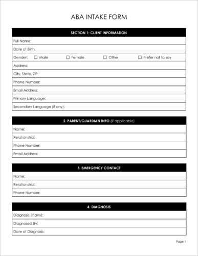 11 Must have Free ABA Intake Forms (No Sign-up Required)