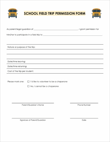 11 Free Permission Slip Templates & Field Trip Forms