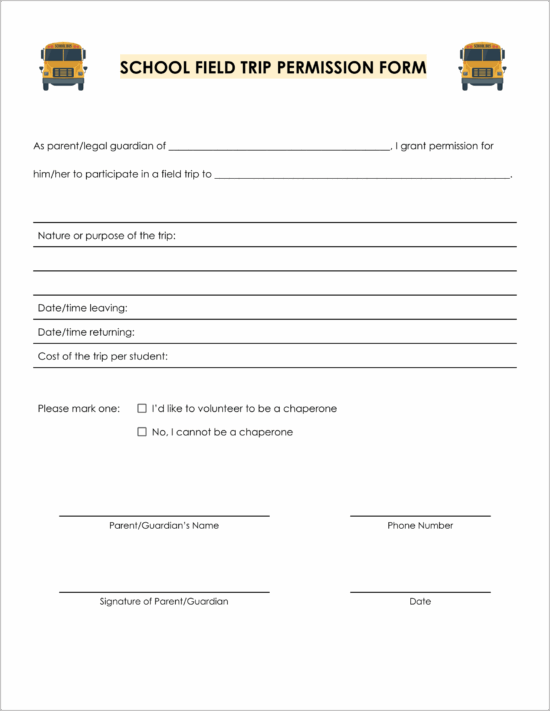 11 Free Permission Slip Templates & Field Trip Forms
