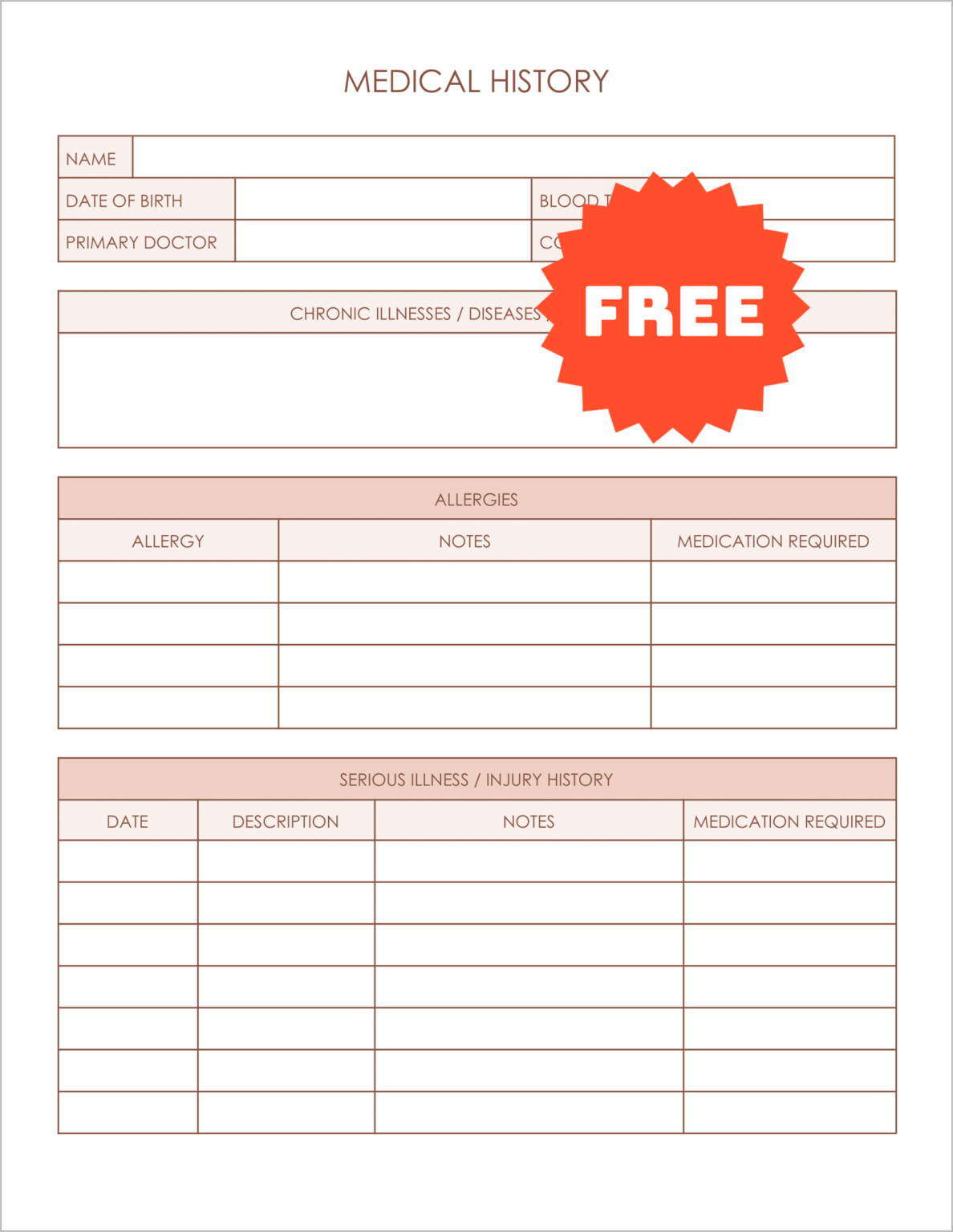 5 High-Quality Health History Form Templates (100% FREE)