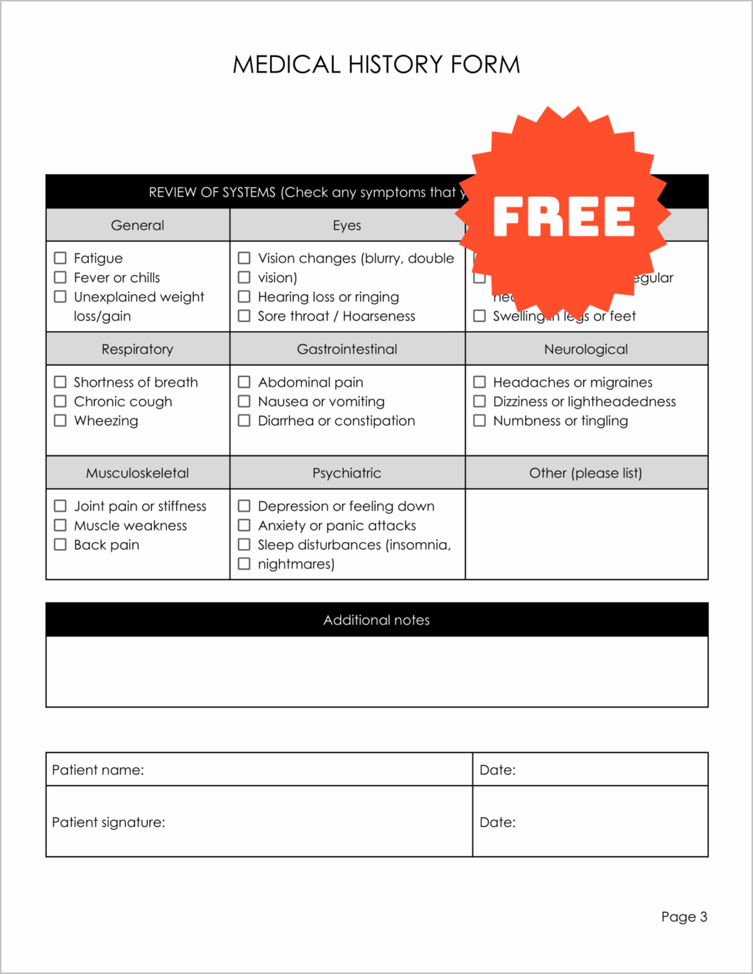 5 High-Quality Health History Form Templates (100% FREE)