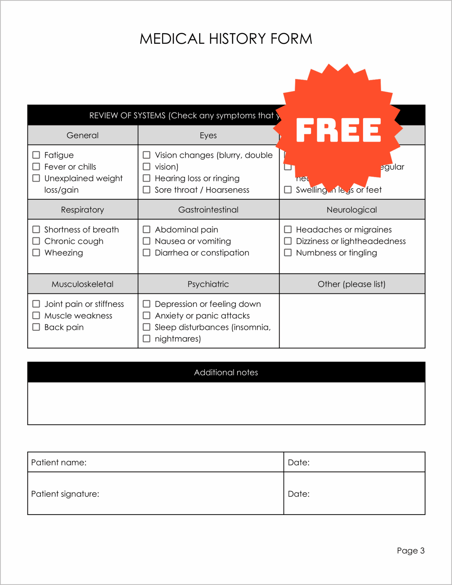 5 High-Quality Health History Form Templates (100% FREE)