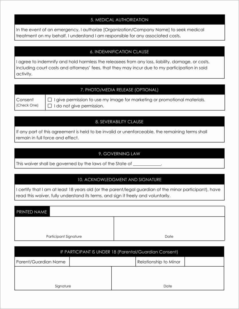 Free Liability Waiver Form Templates (No Signups Required!)
