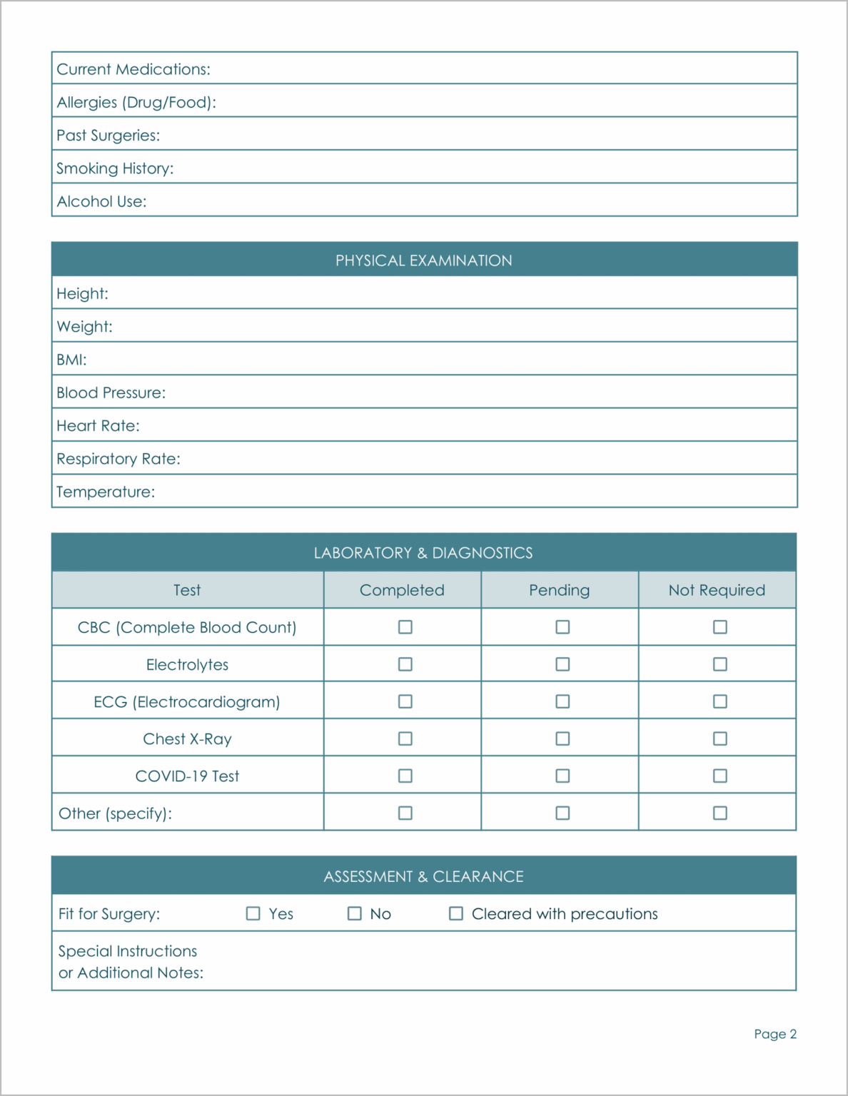 16 Must-Have Free Medical Clearance Forms for Surgery