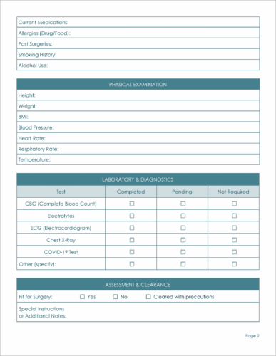 16 Must-Have Free Medical Clearance Forms for Surgery