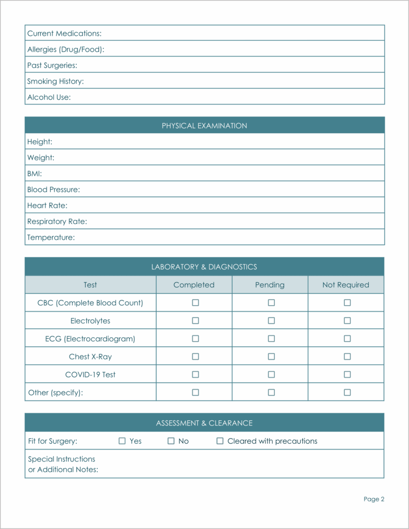 16 Must-Have Free Medical Clearance Forms for Surgery