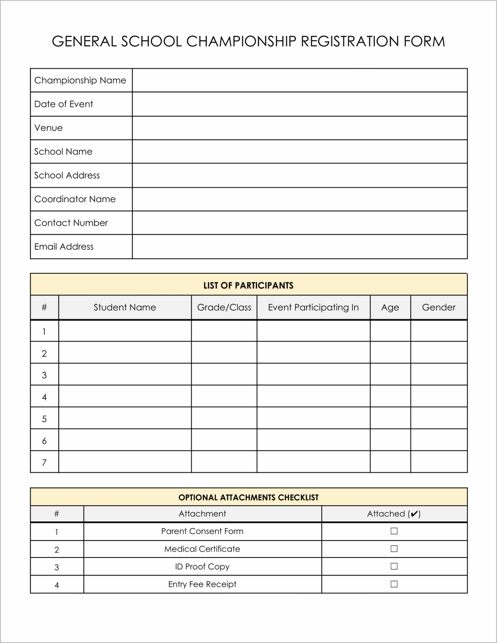 5 Must-Have Free School Championship Registration Forms