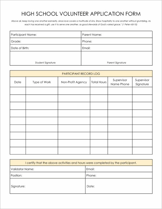10 Must-Have Free High School Volunteer Form Templates