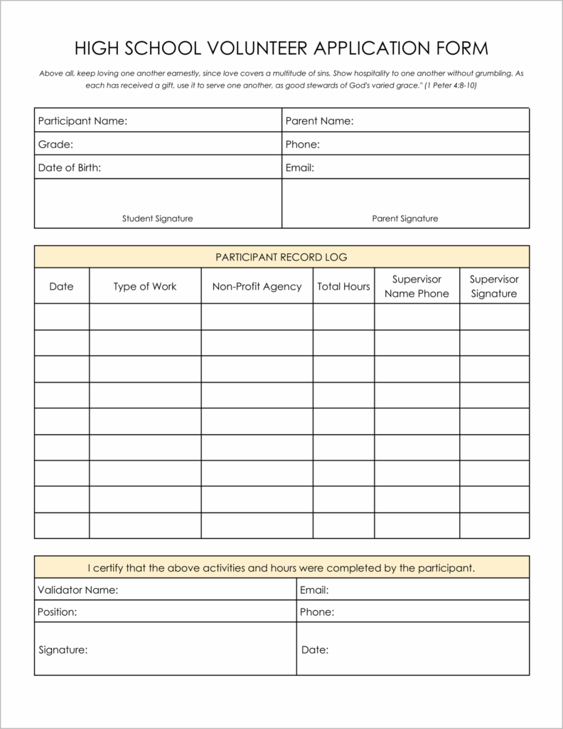 10 Must-Have Free High School Volunteer Form Templates