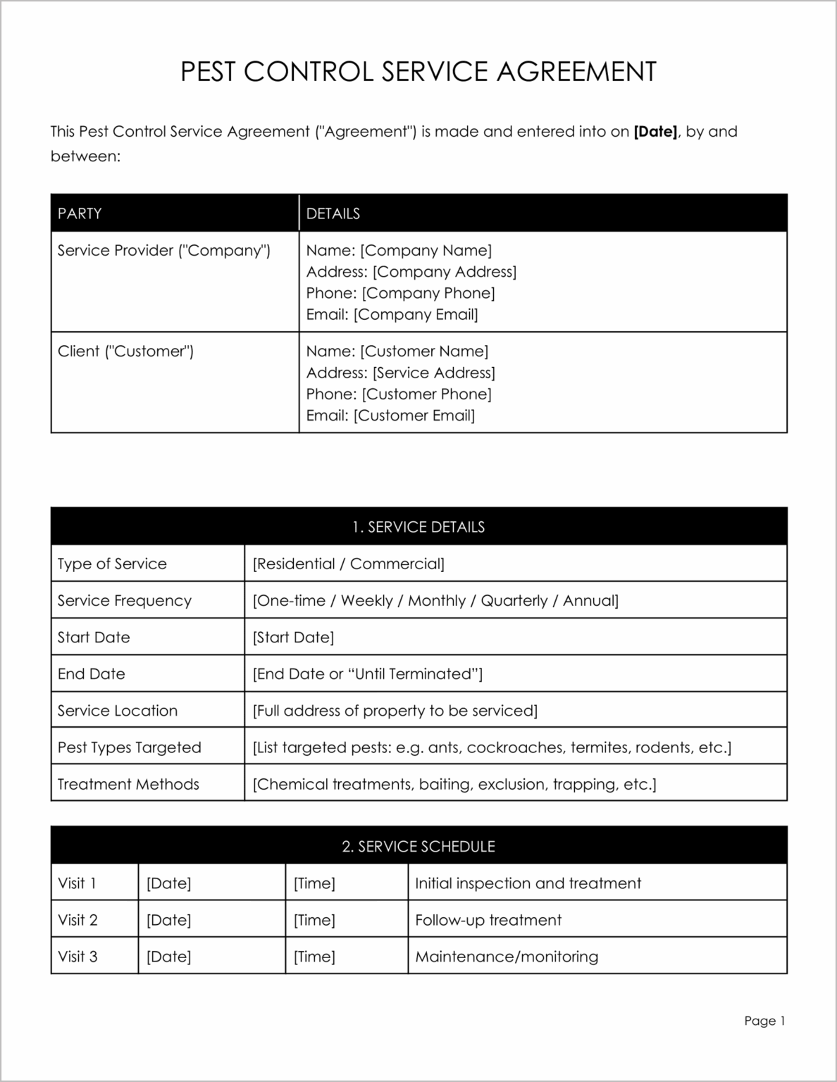 6 Free Pest Control Agreement Templates (No Sign-Up, No Hassle)
