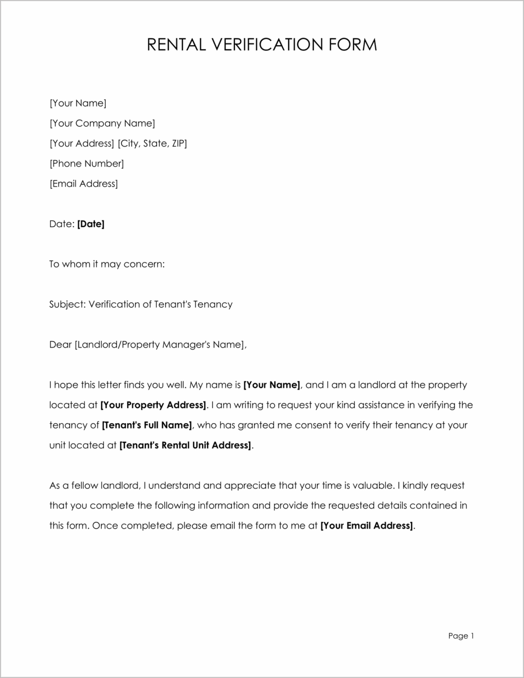 10 Free Must-Have Rental Verification Form Templates