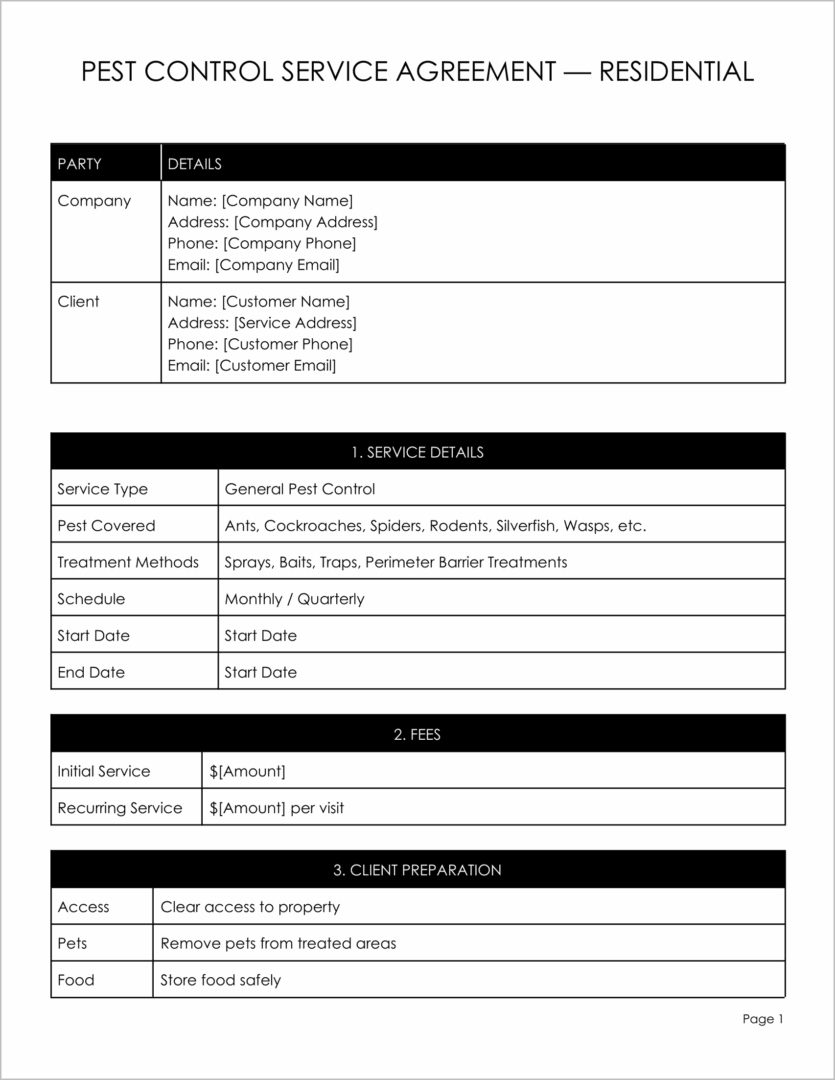 6 Free Pest Control Agreement Templates (No Sign-Up, No Hassle)