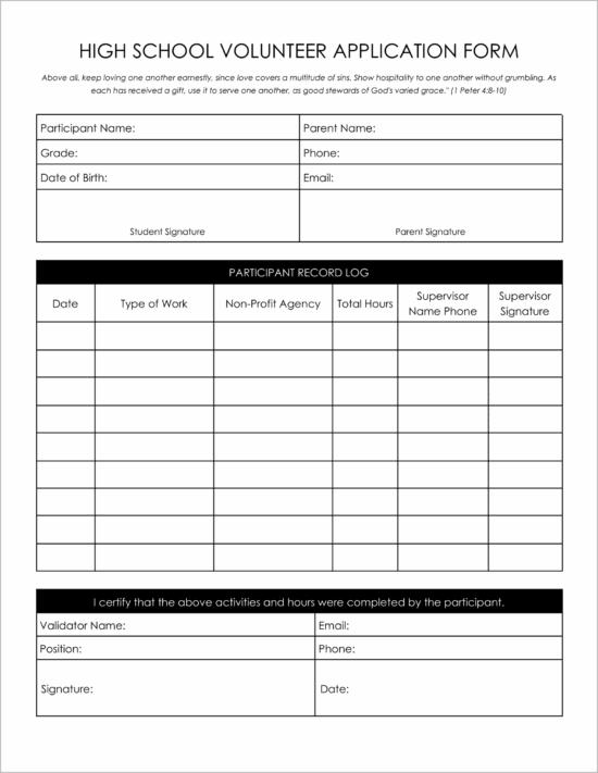 10 Must-Have Free High School Volunteer Form Templates