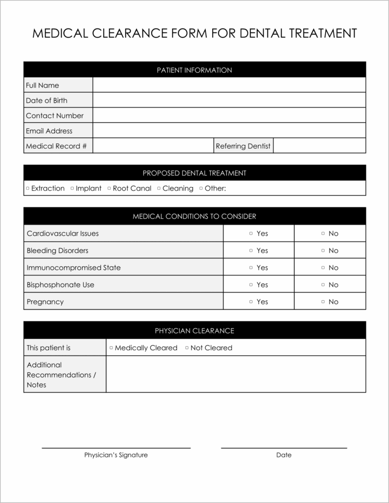 Free, Must-Have Dental Clearance Forms (No Signup Required!)