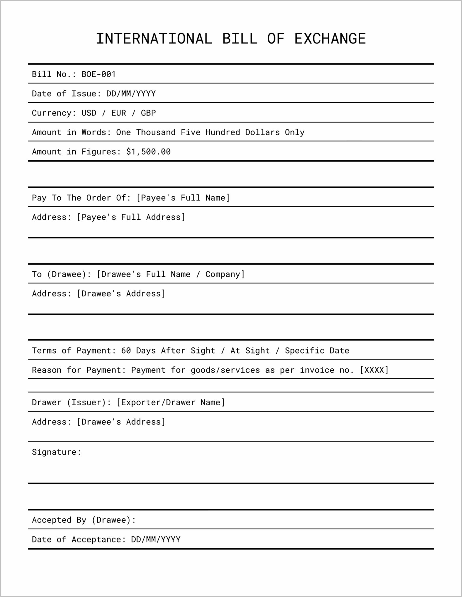 6 Must-Have International Bill of Exchange Templates (FREE!)