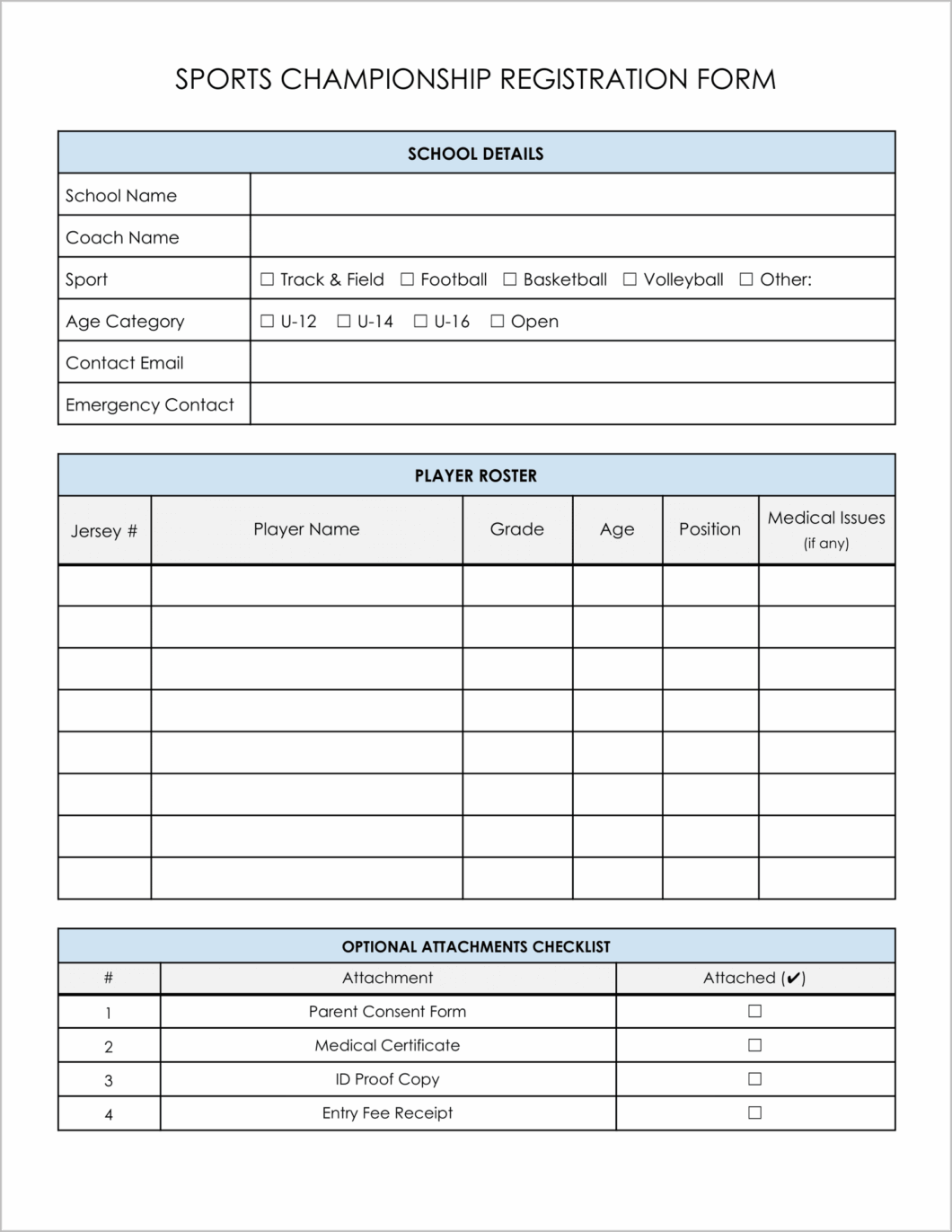5 Must-Have Free School Championship Registration Forms