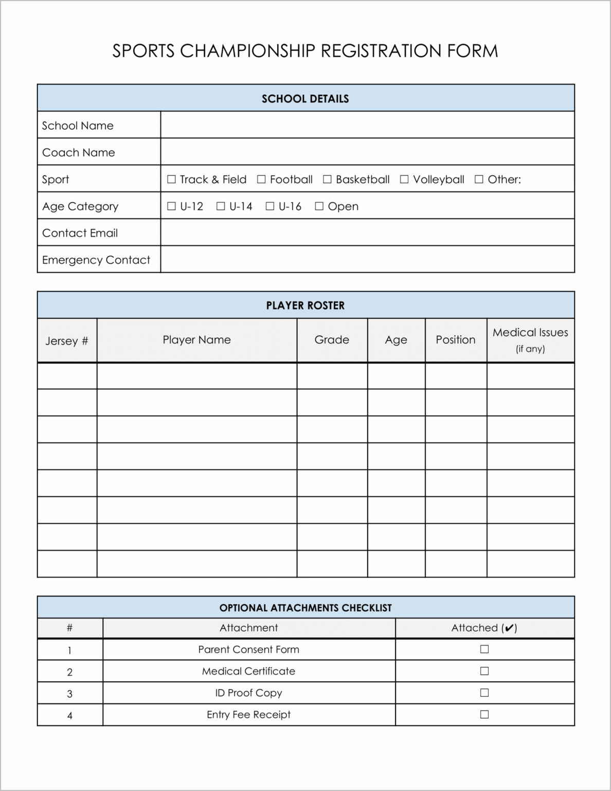 5 Must-Have Free School Championship Registration Forms