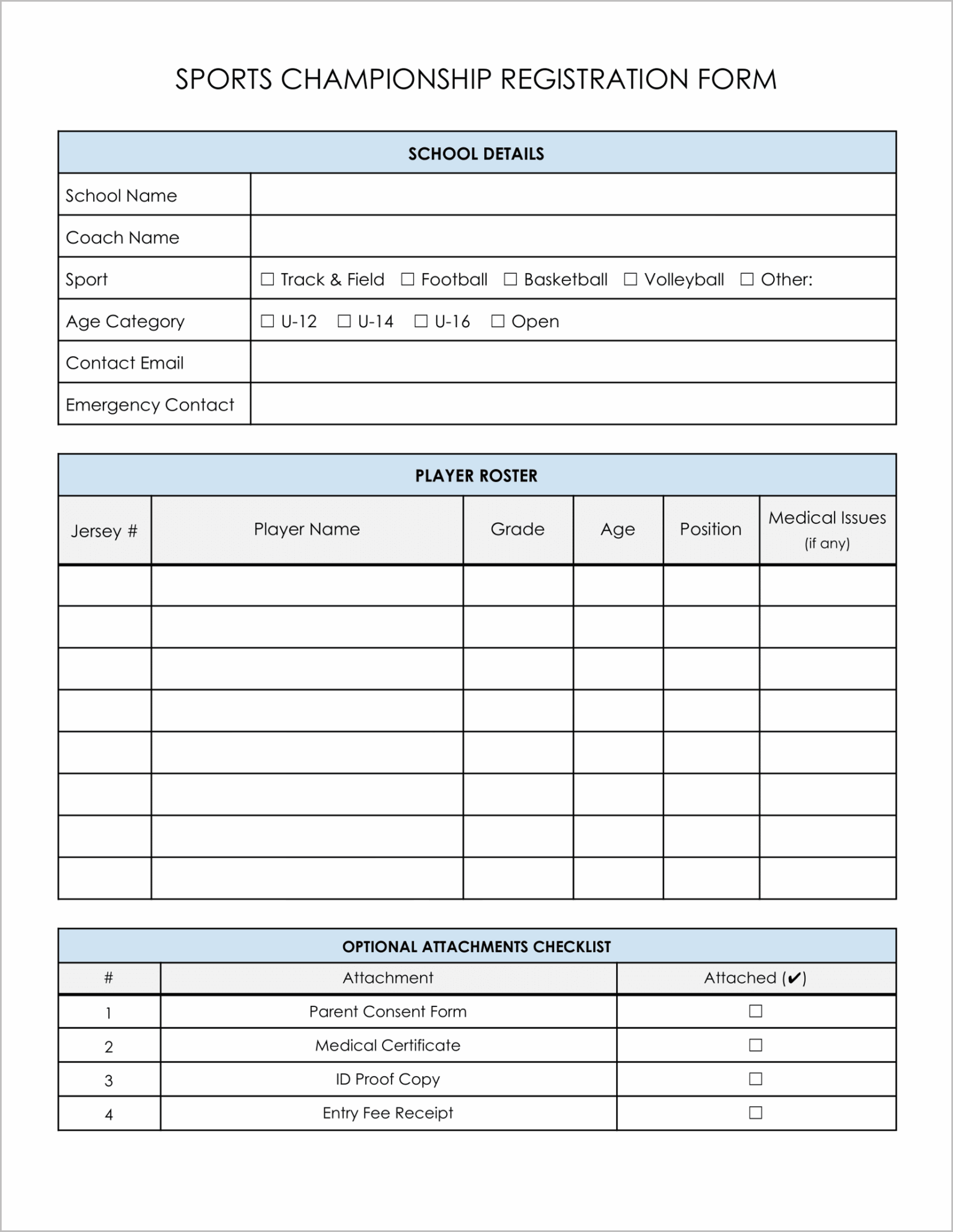 5 Must-Have Free School Championship Registration Forms