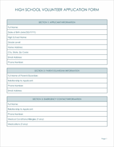 10 Must-Have Free High School Volunteer Form Templates